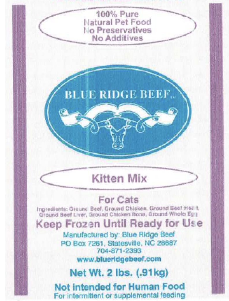 Blue Ridge Beef kitten mix recalled due to Salmonella – eFoodAlert